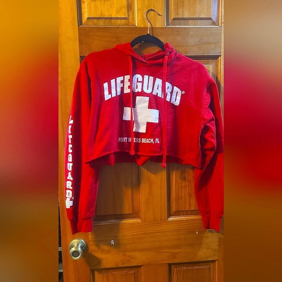 Lifeguard | Shirts & Tops | Red Cropped Lifeguard Hoodie | Poshmark